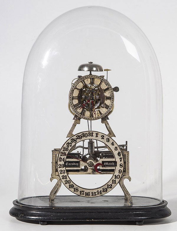 Rare Ithaca Skeleton Calendar Clock