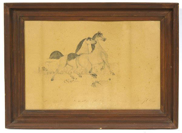 Early Signed Calligraphy Of Two Horses