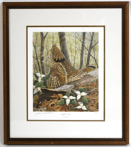 John Ruthven Double Signed "ruffed Grouse" Print