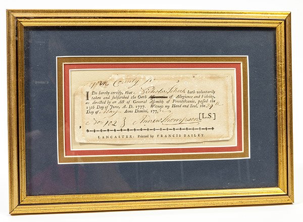 Revolutionary War Pa. 1777 Oath of Allegiance - Oct 13, 2016 ...