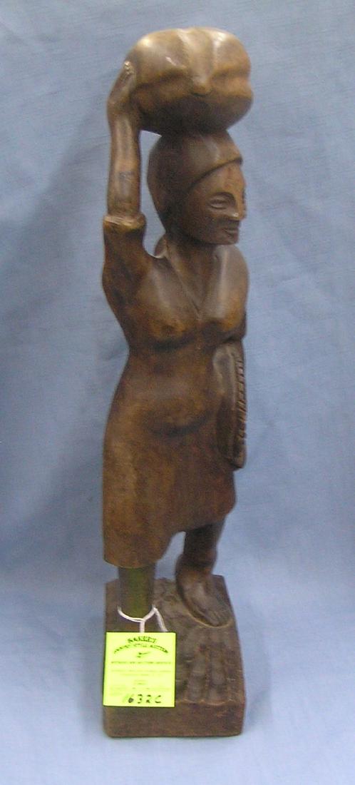 Large Hand Carved African Woman Figure