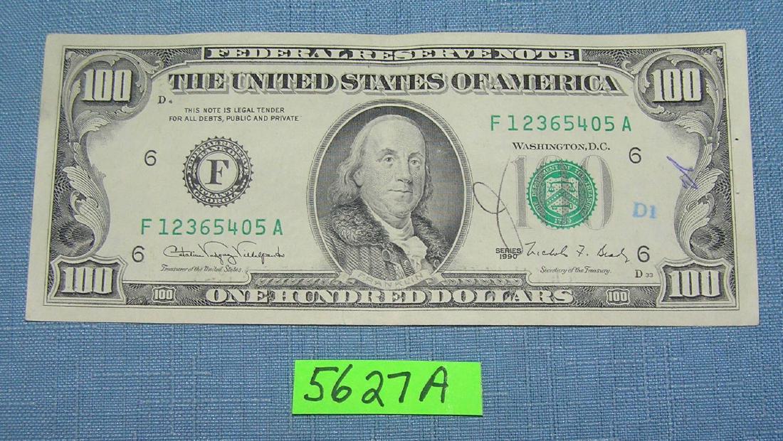 Vintage old style small portrait US $100 bill