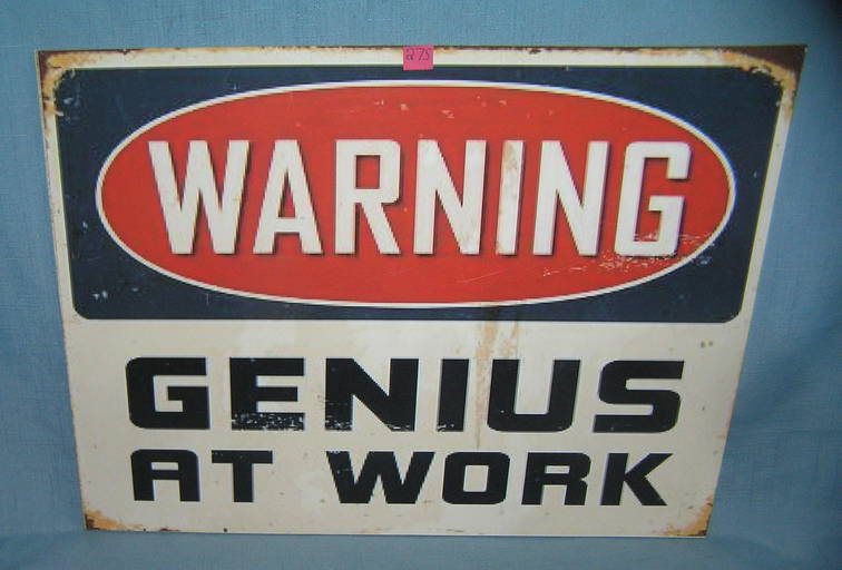 Warning Genius at work retro style advertising sign - Oct 23, 2021 ...