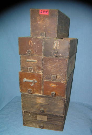 Large Group Of Antique Hardware Storage Boxes
