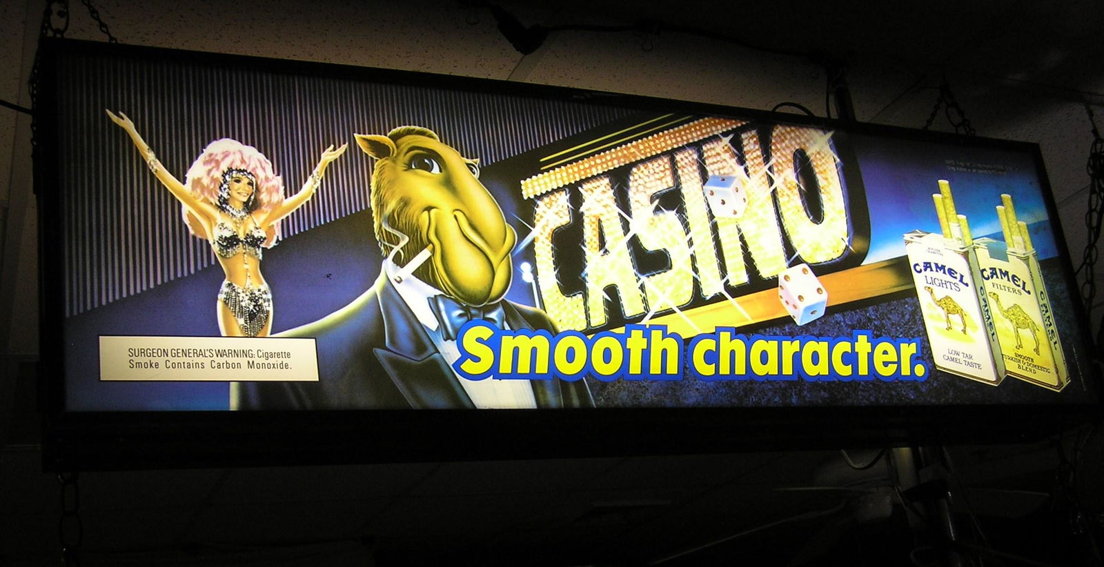 Vintage camel cigarettes casino smooth character double sided box sign ...