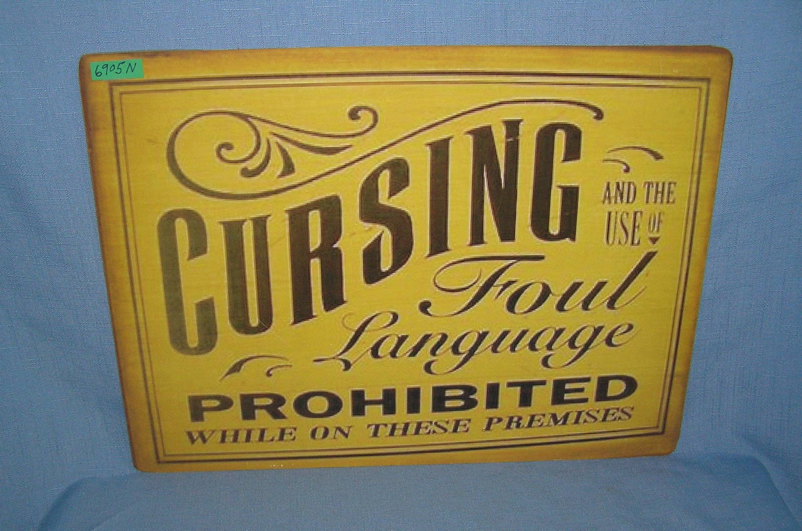 Cursing And Foul Language Prohibited Retro Style Advertising Sign Auction