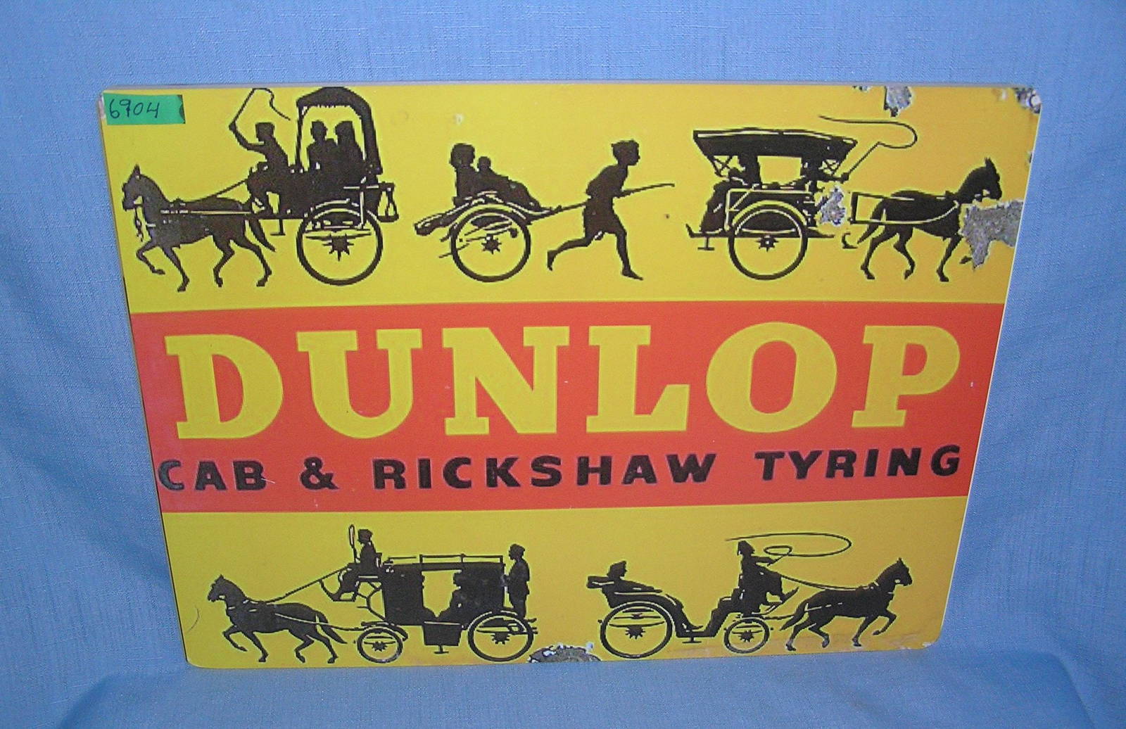 Dunlop Cab And Rickshaw Tyring Retro Style Advertising Sign Auction