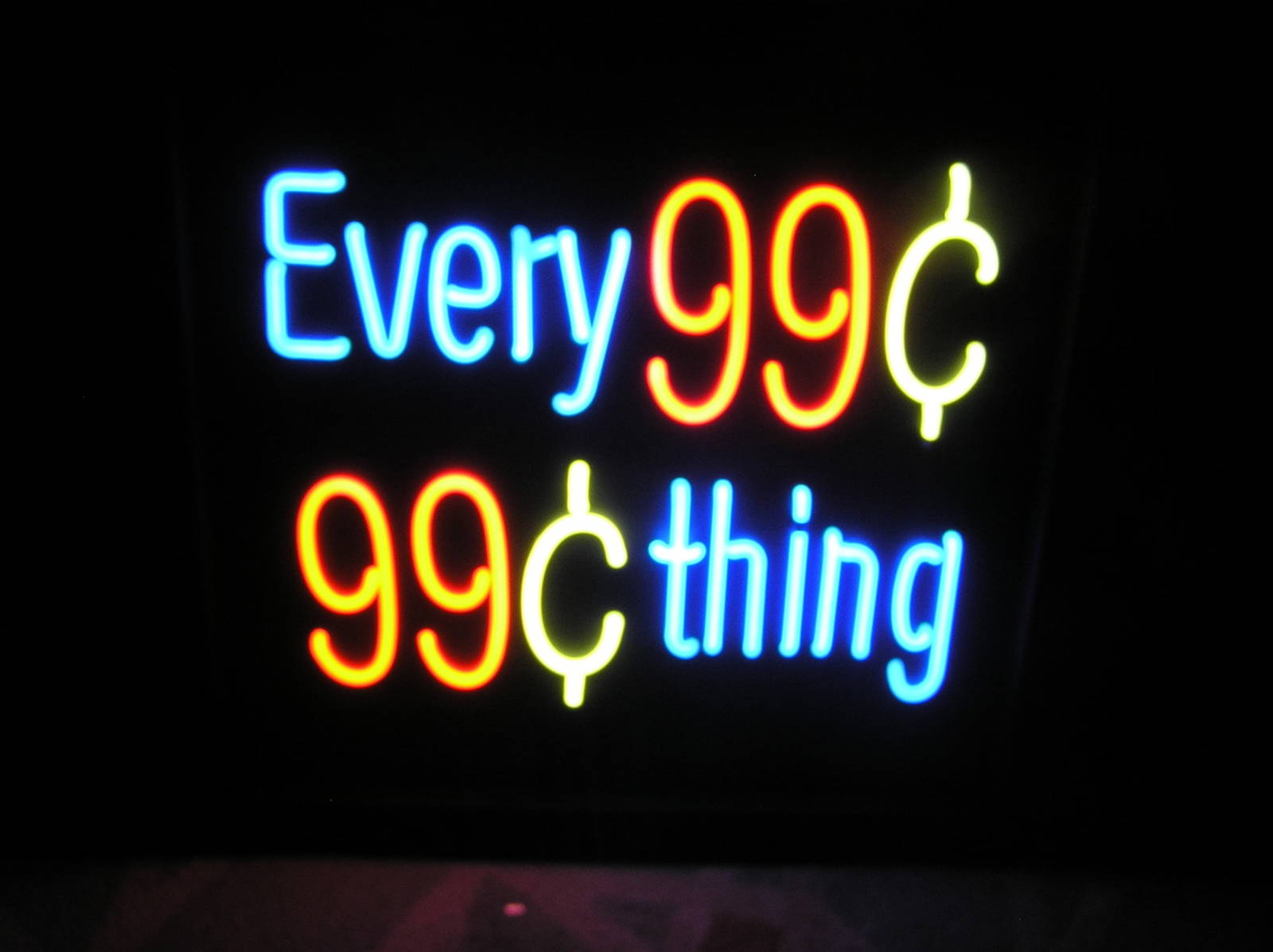 Everything 99 Cents Neon Box Sign Auction
