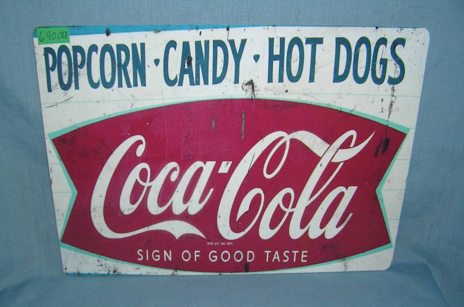 Coca Cola Popcorn, Candy And Hot Dogs Retro Style Advertising Sign Auction