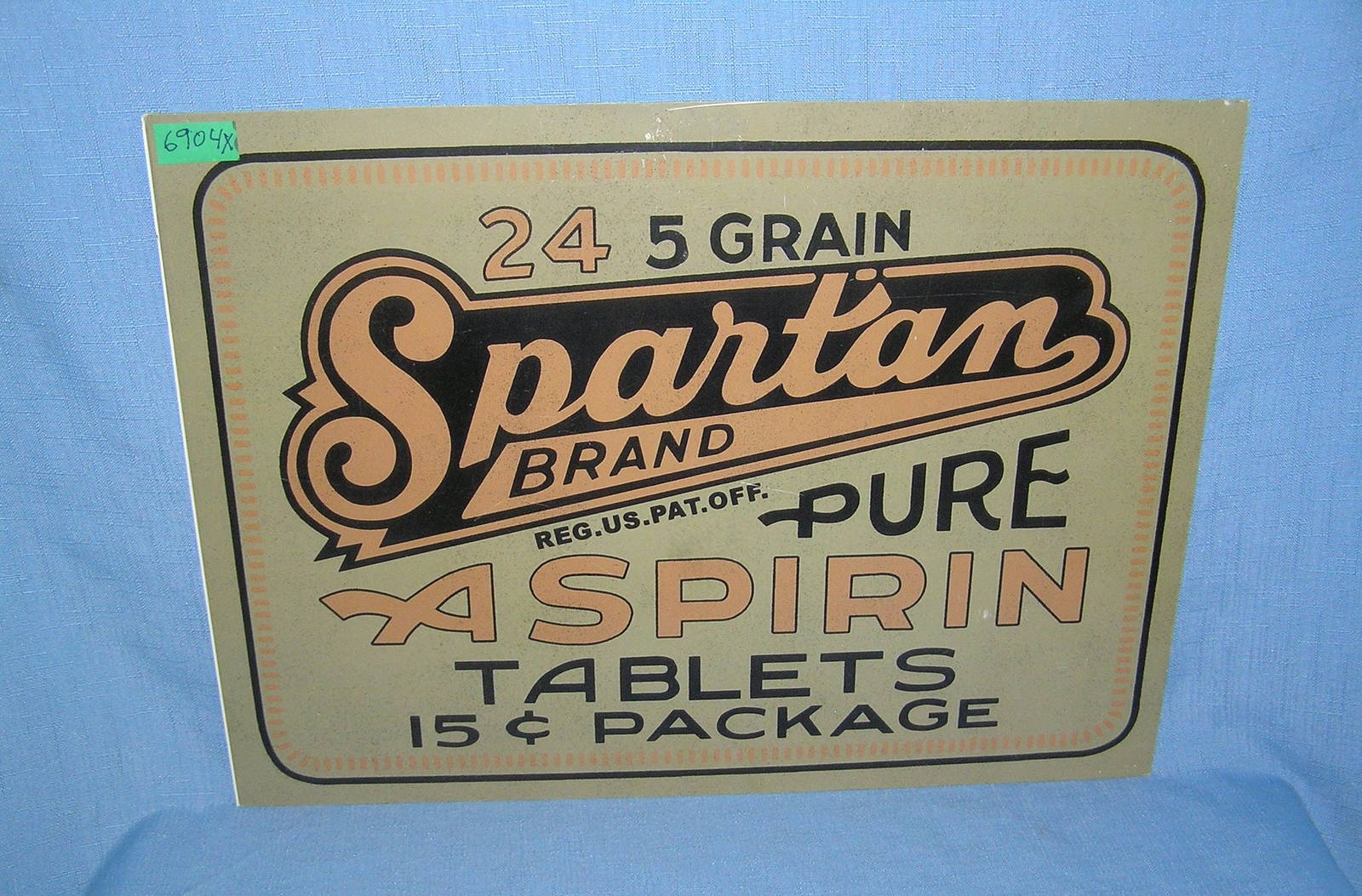 Spartan Brand Pure Aspirin Retro Style Advertising Sign Auction