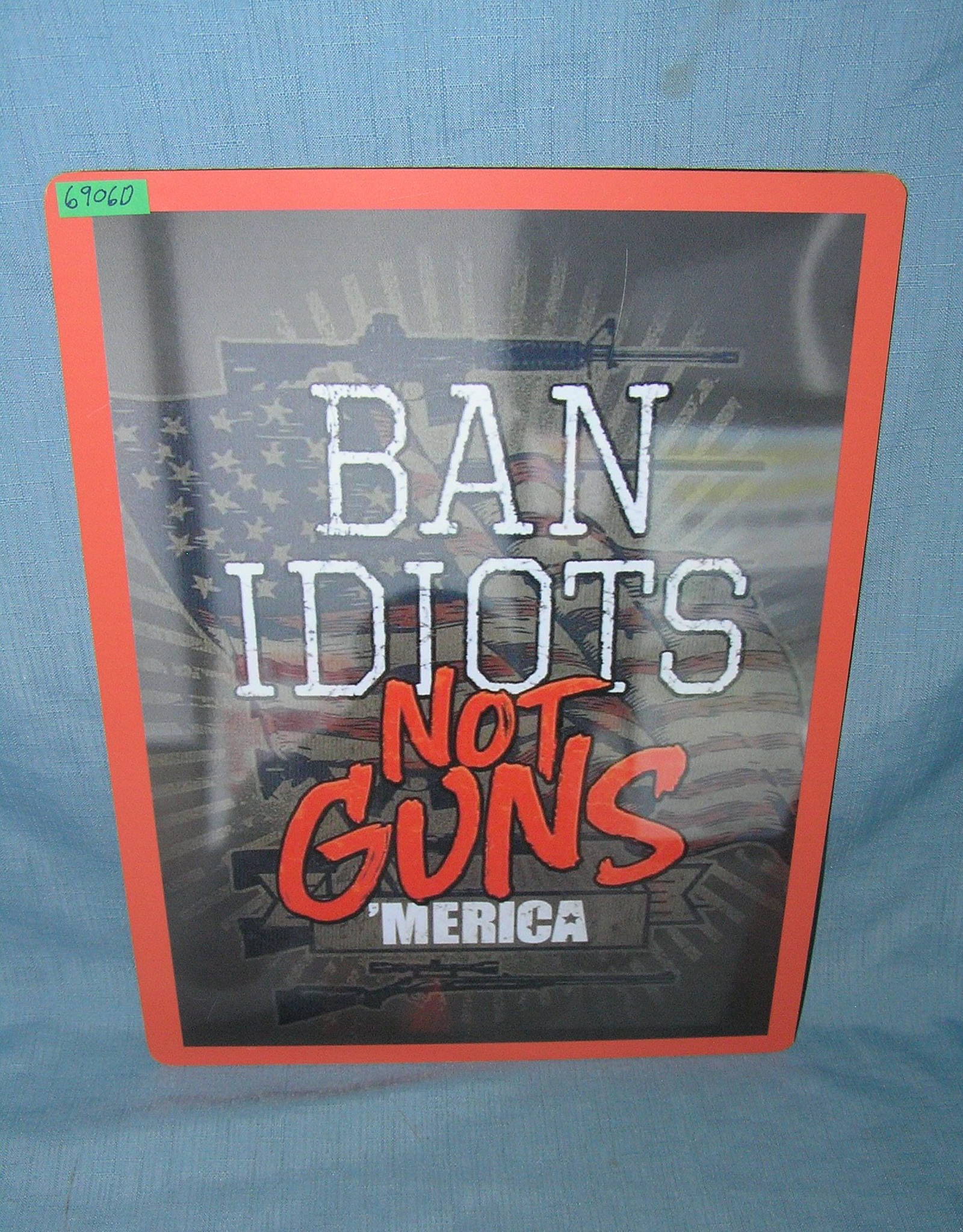 Ban Idiots Not Guns 'merica Retro Style Advertising Sign Auction