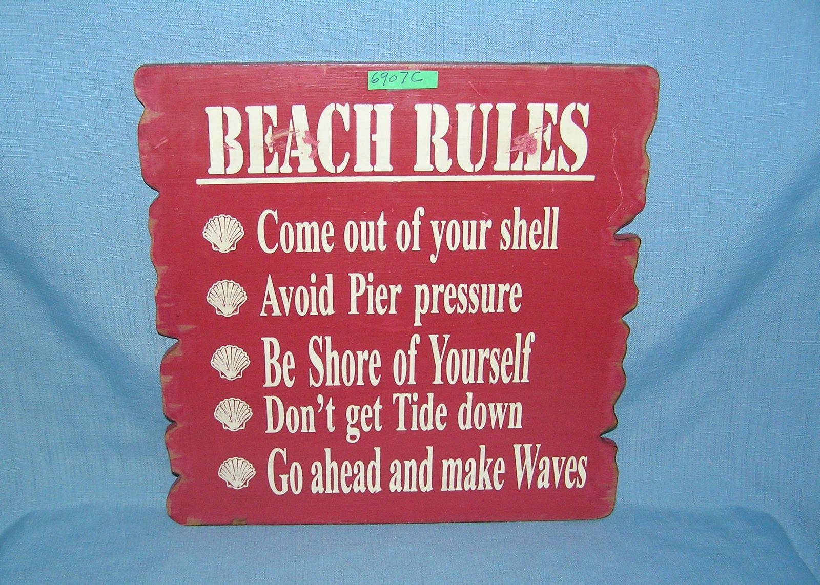 Beach Rules Modern Display Sign On Hard Board Maroon Sign Auction