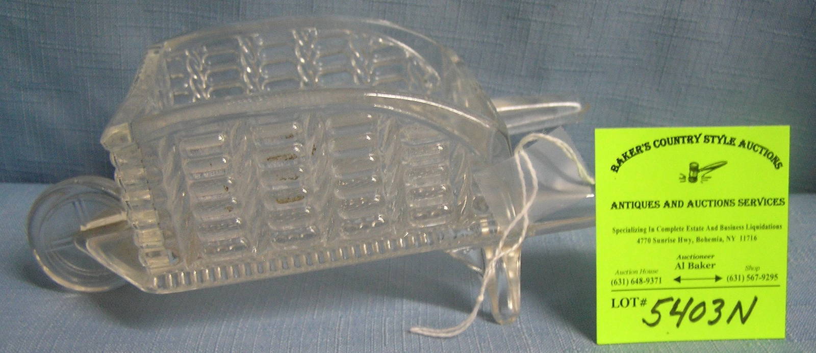 Early Glass Farm House Wheelbarrow Candy Container Auction