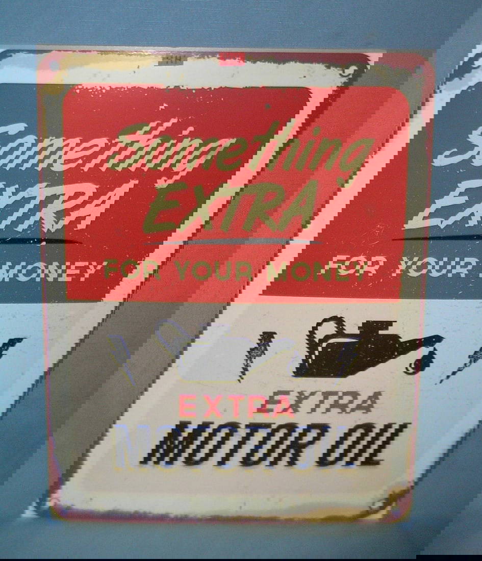 Something Extra Extra Motor Oil Retro Style Sign Auction