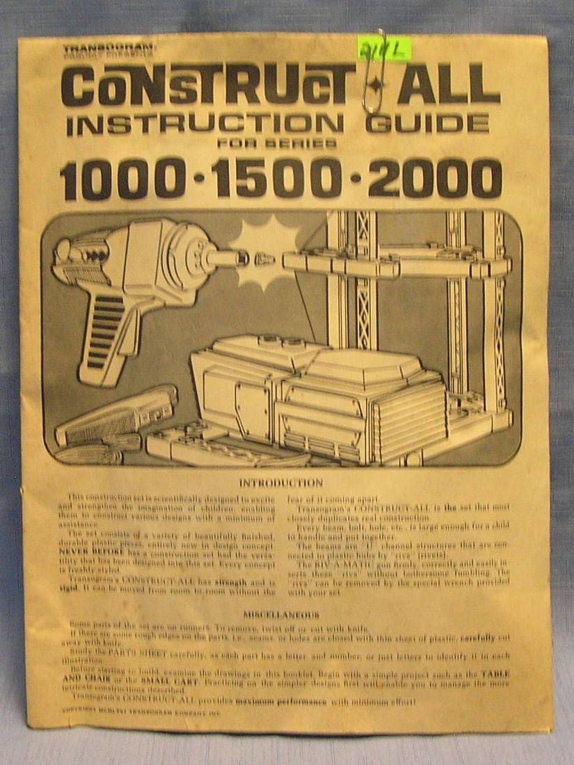 Trans-o-gram Construct All Instruction Guide Auction