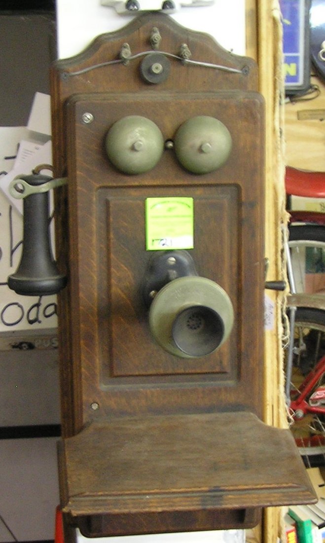 Antique Oak Wall Telephone Early Excellent All