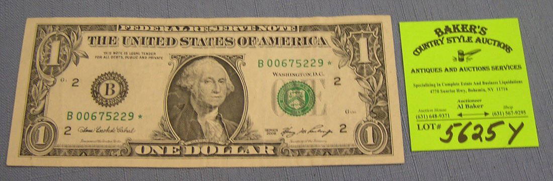 Vintage Us One Dollar Star Note