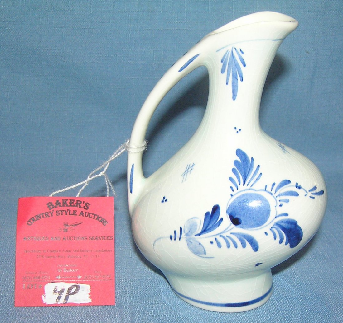 Hand painted blue Delft pitcher - May 18, 2016 | Baker's Antiques and ...