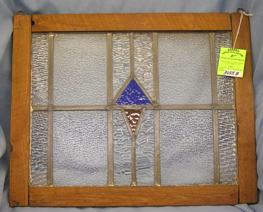 Antique Stained Glass Framed Window Panel
