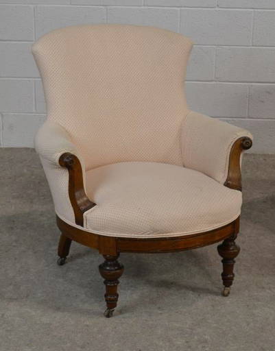 Vintage Round High Back Chair On Wheels