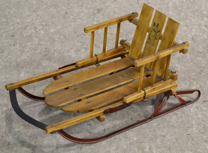 Vintage Child's Gladding Snowflake Sled Coaster