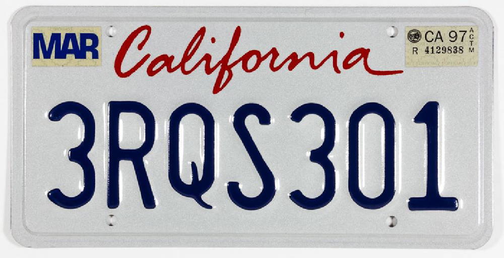 Tupac Shakur's California License Plates And