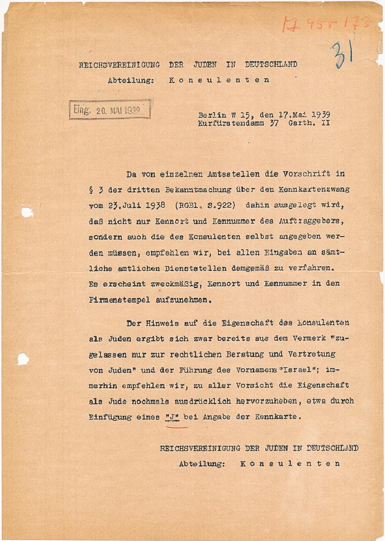 Rsha Notice On Jewish Identification Documents