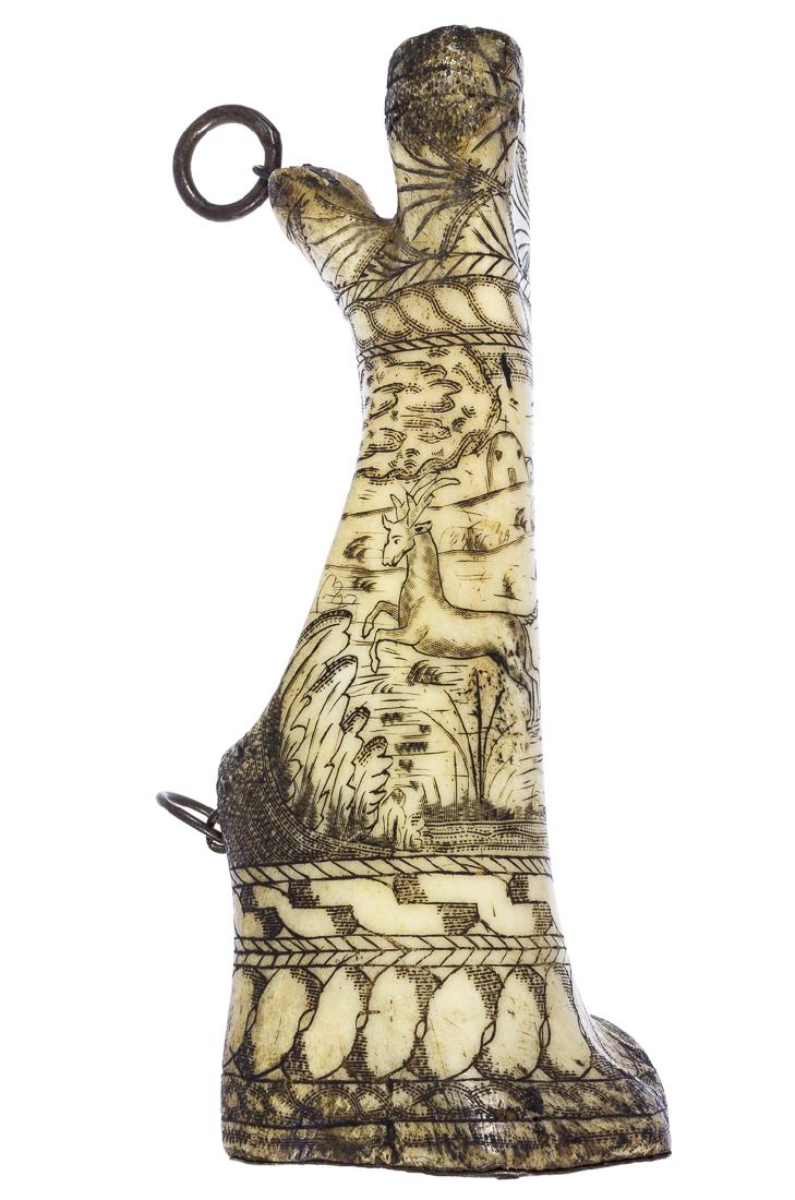 GERMAN BONE HUNTING POWDER HORN