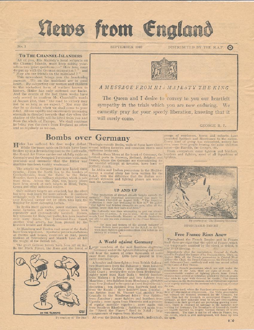 R.a.f. Propaganda Newspapers Dropped On Channel Islands