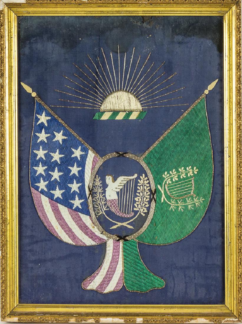 IRISH-AMERICAN "SUNBURST" SILK EMBROIDERY