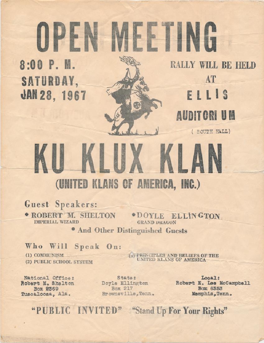 KU KLUX KLAN RALLY ADVERTISING FLYER