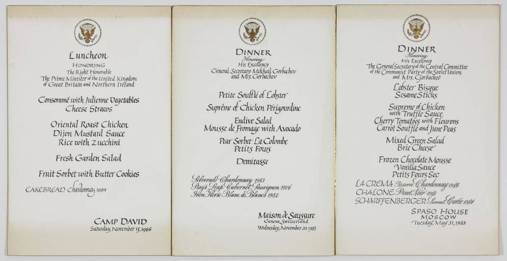 Ronald Reagan State Dinner Menus
