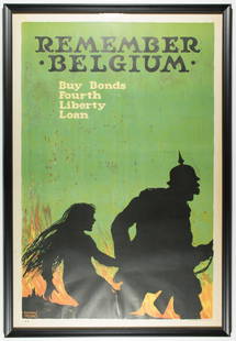 War Propaganda Wwi Poster Remember Belgium Enlist