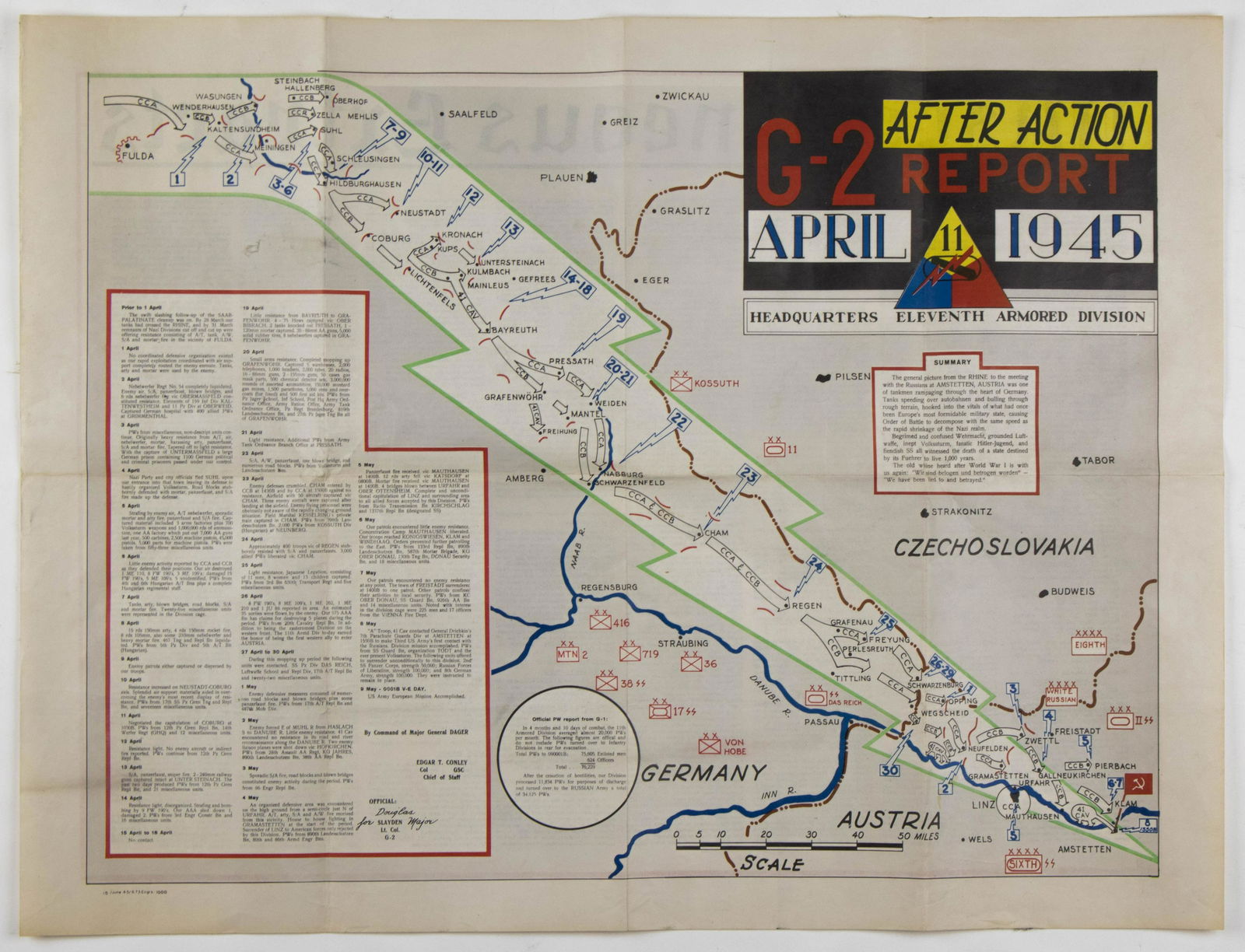 11TH ARMORED DIV. G-2 AFTER ACTION REPORT MAP (#0483) on Jan 25, 2023 ...