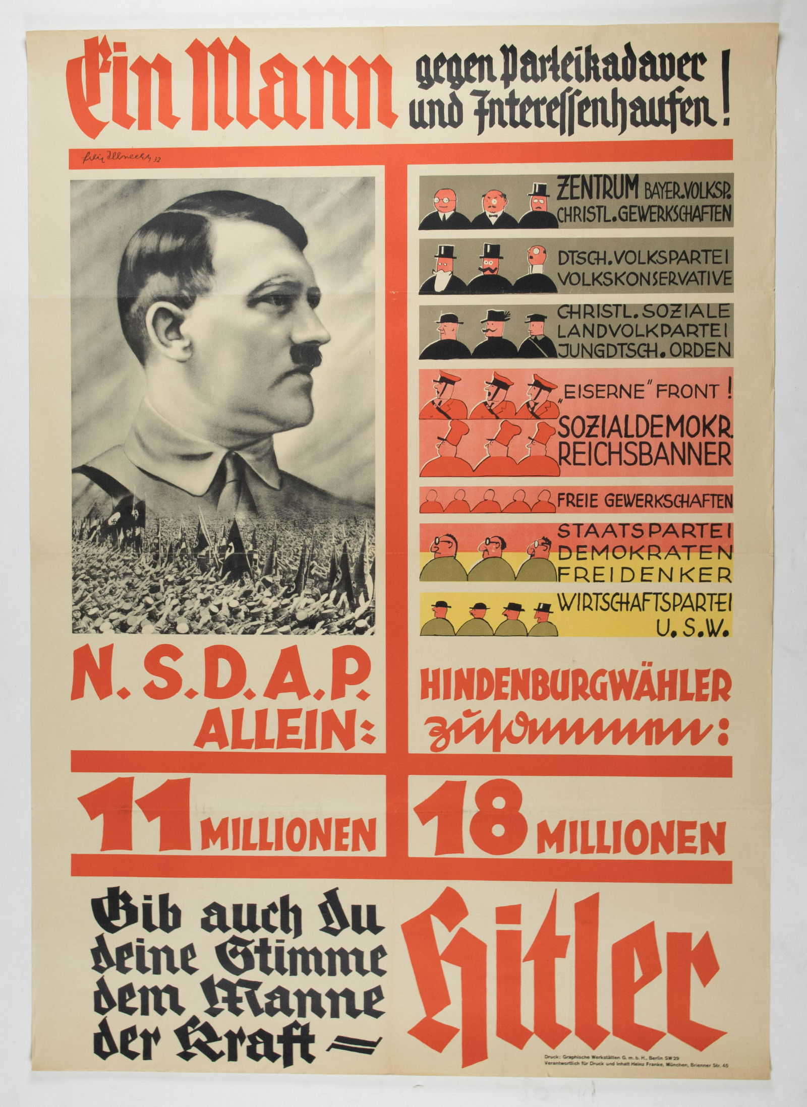 Adolf Hitler 1932 Presidential Election Poster - Jun 15, 2023 ...