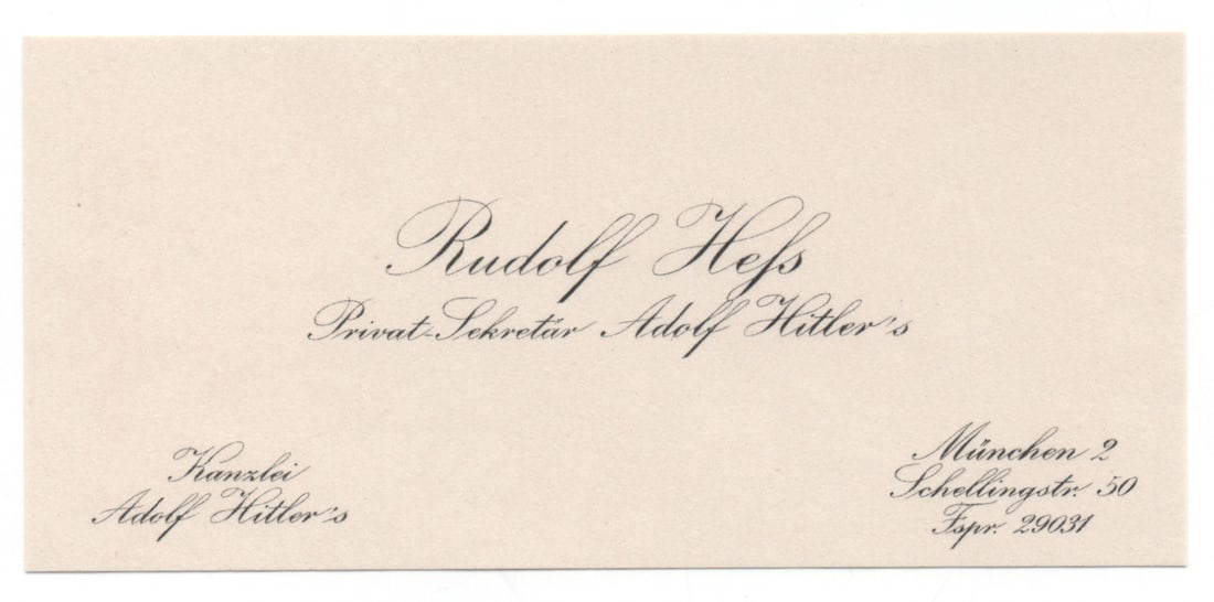 Rudolf Hess Calling Card Auction