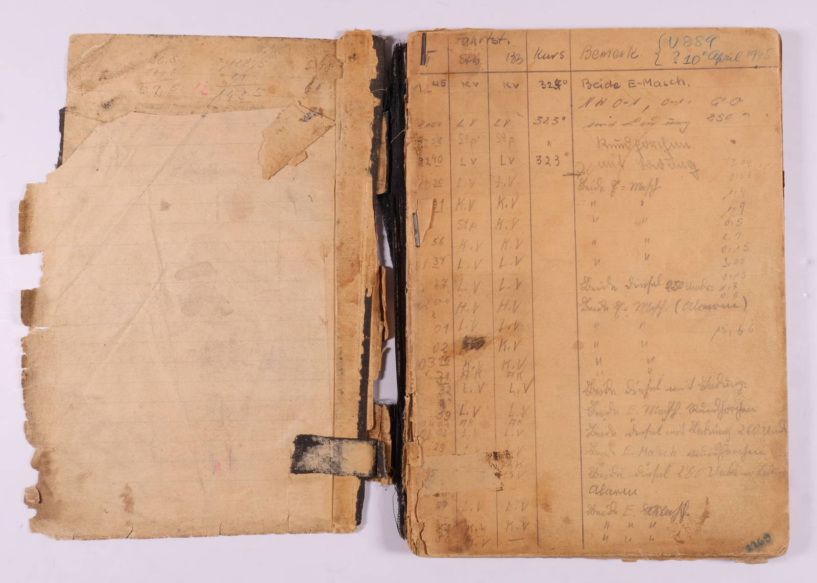 Engine Room Logbook Of U-889 Auction
