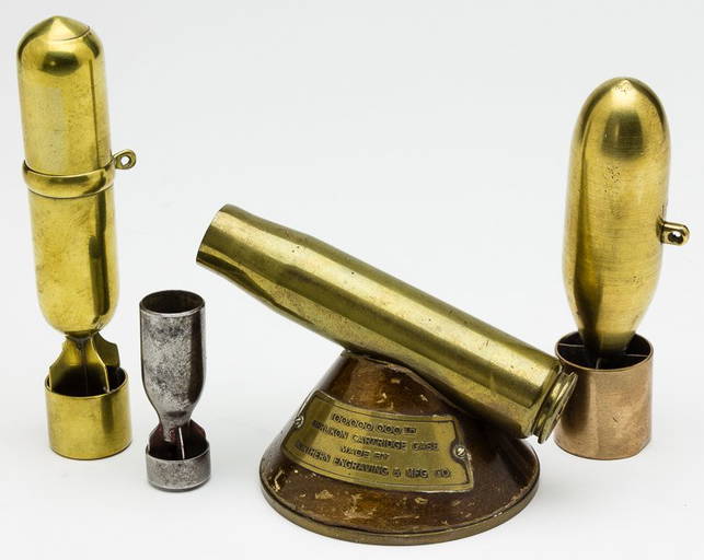 Oerlikon Shell Casing Display And Bomb Model Grouping