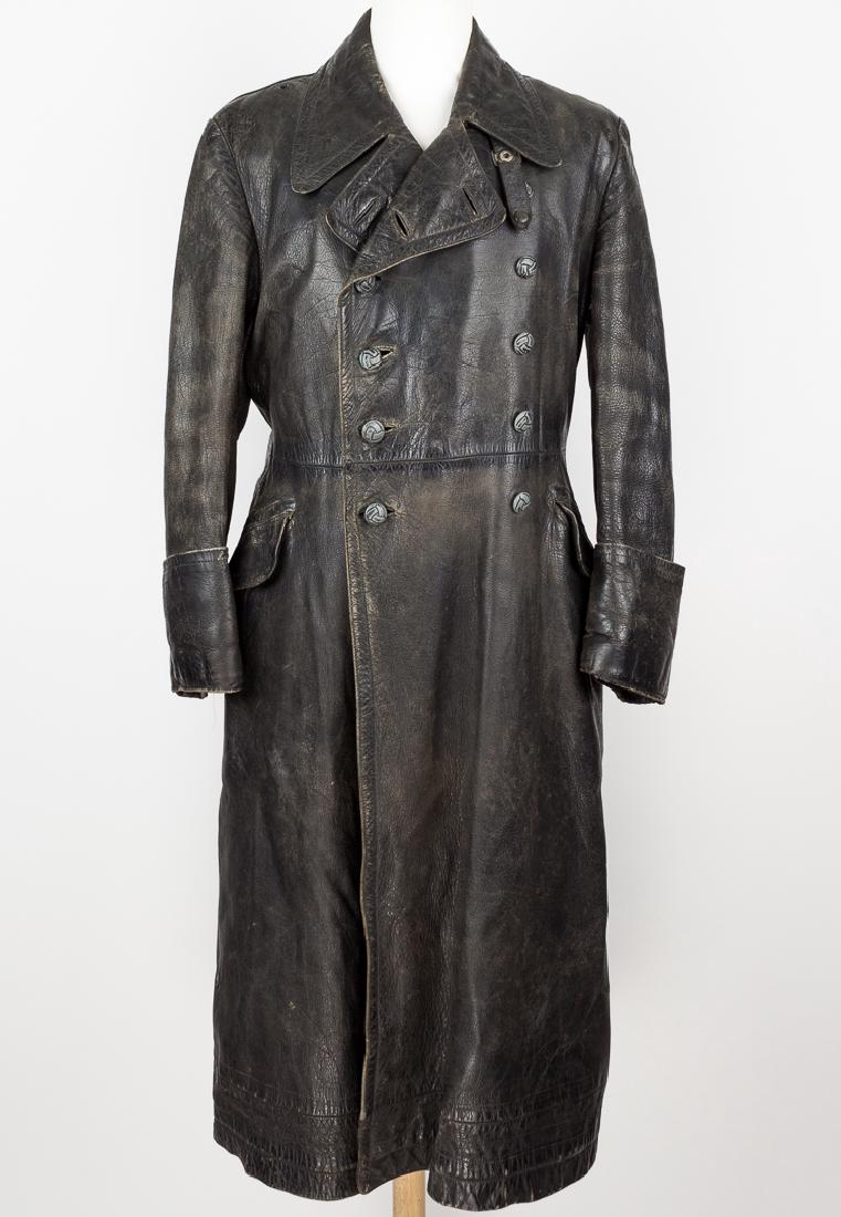 GERMAN OFFICER'S BROWN LEATHER OVERCOAT