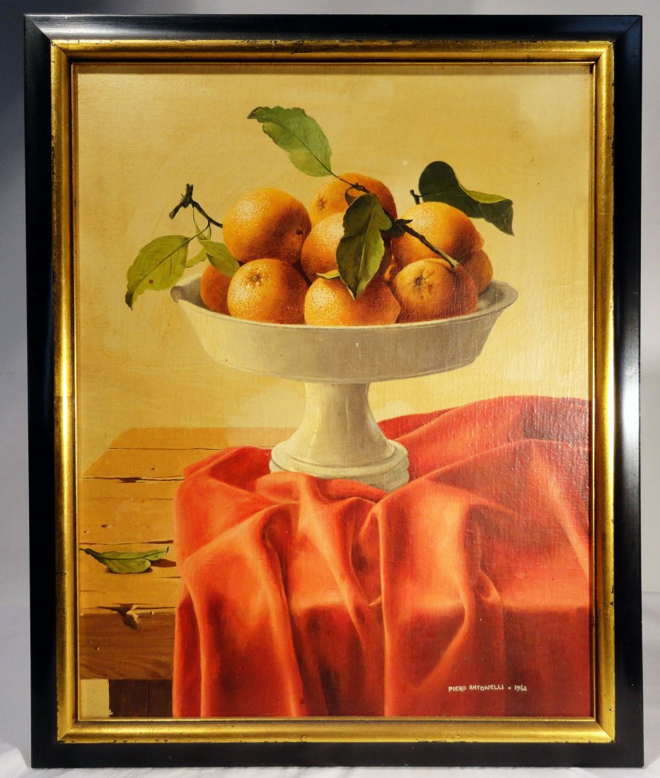Piero Antonelli Still Life Oil Painting of Oranges 1962