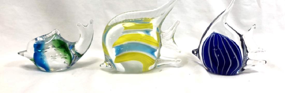 Lot Of 3 Murano Colored Glass Fish