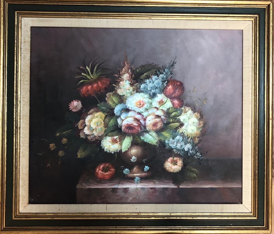 SIGNED M. AARON OIL ON CANVAS STILL LIFE PAINTING