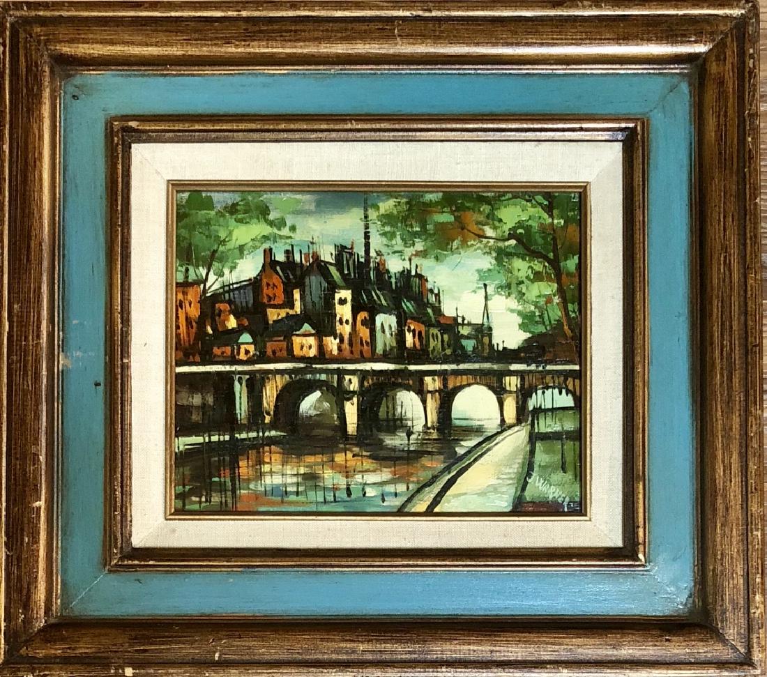 J. WARNER SIGNED OIL ON BOARD PAINTING