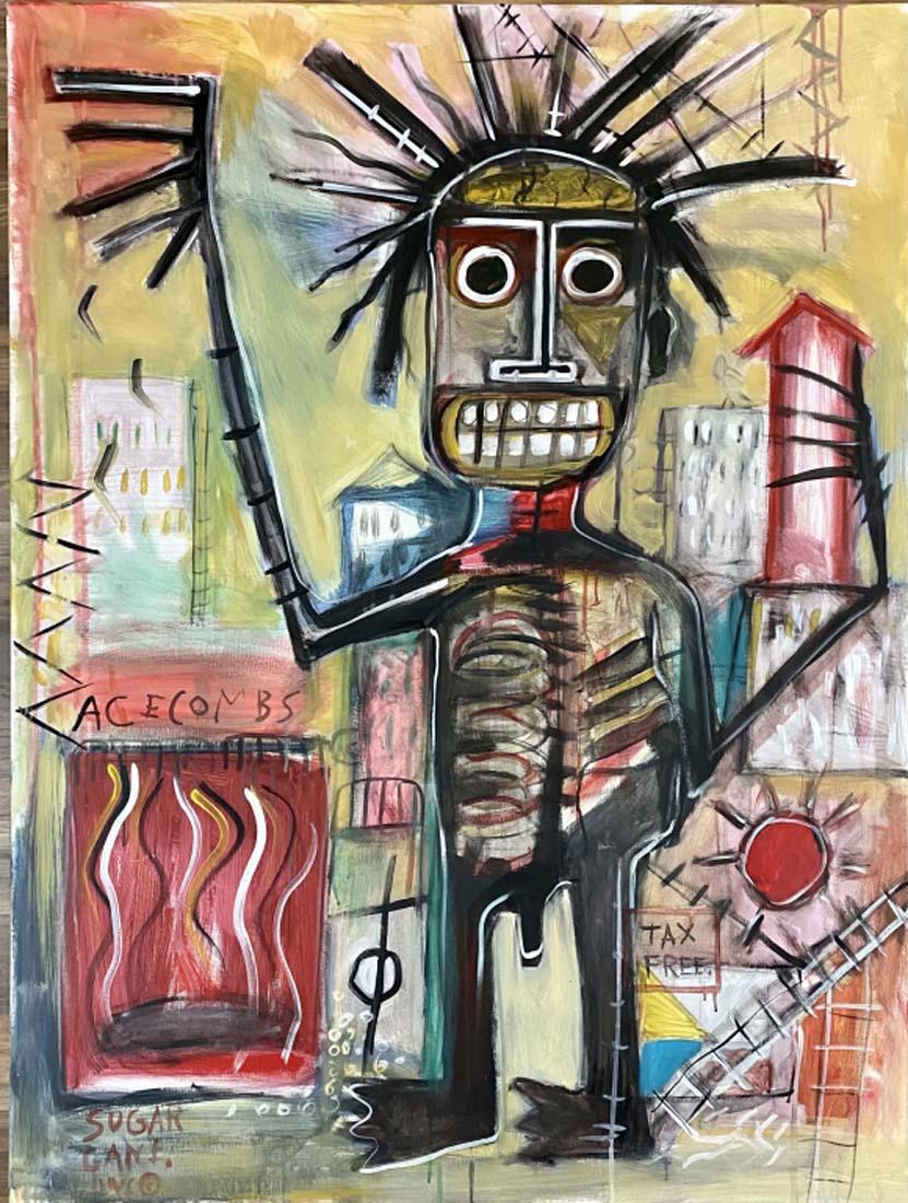 Jean Michel Basquiat Oil On Canvas Abstract V$48,000
