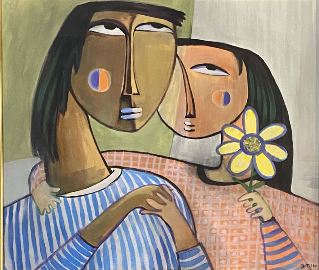 Angel Botello Figurative Oil On Paper Painting V$9,000