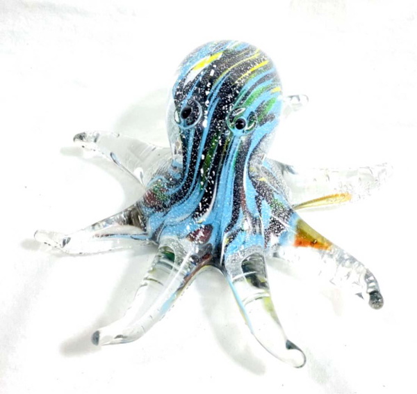 Excellent Multi Color Art Glass Octopus Sculpture