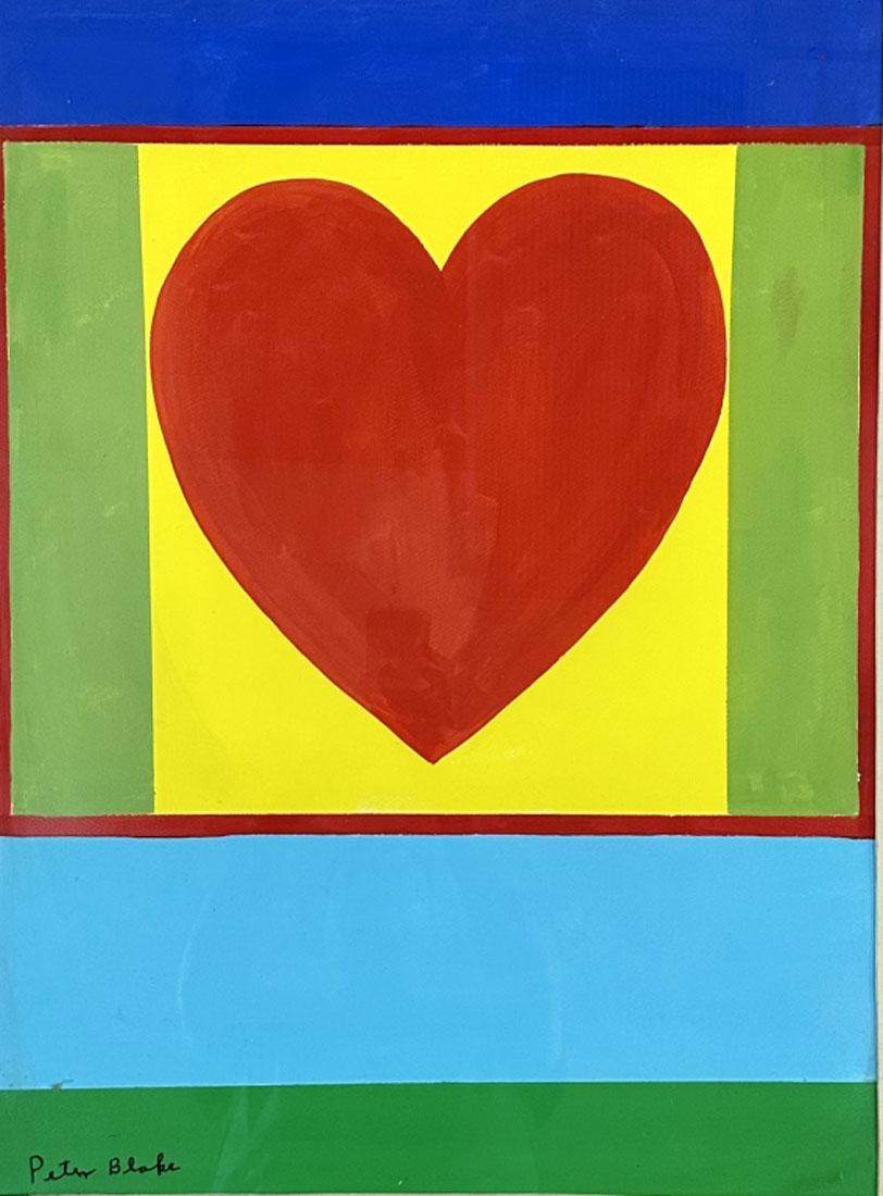 Peter Blake Oil Painting Large Heart Auction