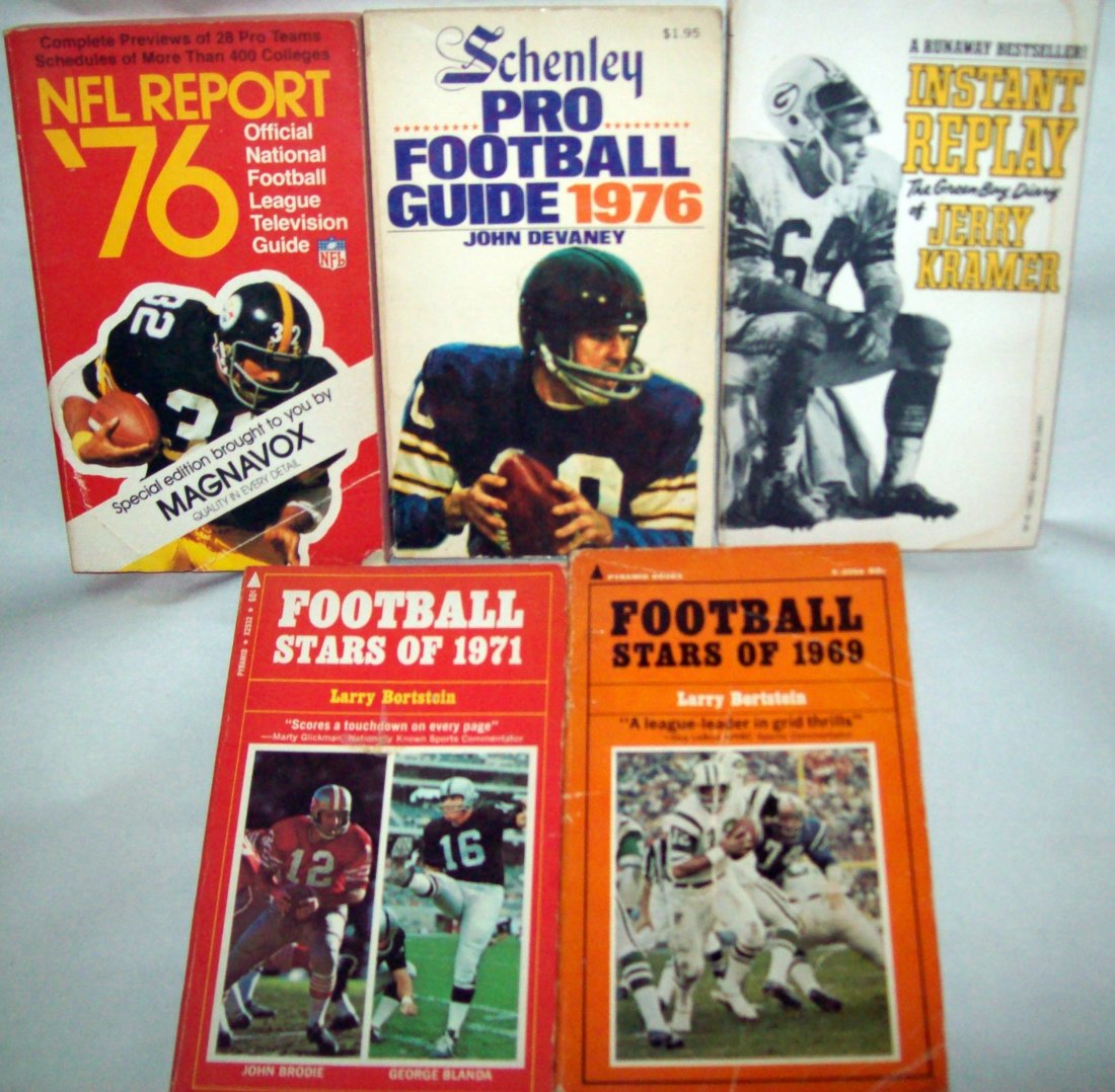 Lot Of (5) Vintage 1960s 1970s Nfl Books