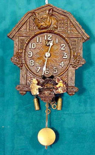 Keebler Bulldog With Kittens Pendulette Clock Nr
