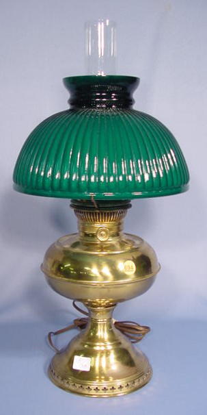 694: Electrified Brass Rayo Lamp with Opaque Shade NR
